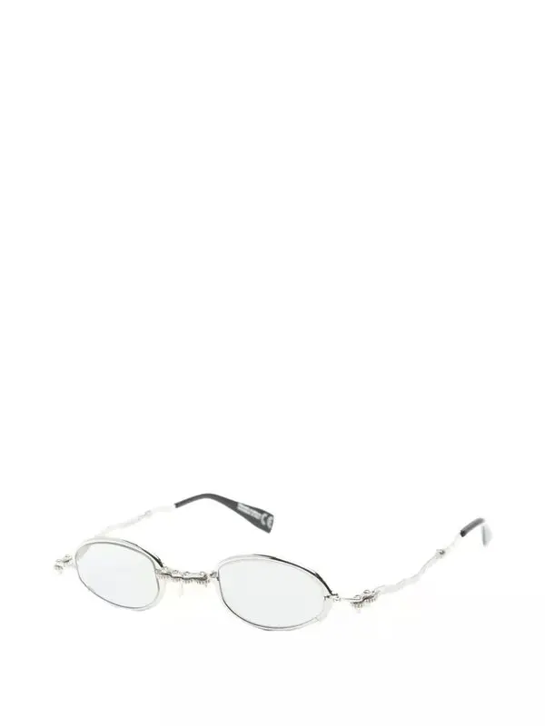 KUBORAUM Hammered-effect Oval-frame Sunglasses