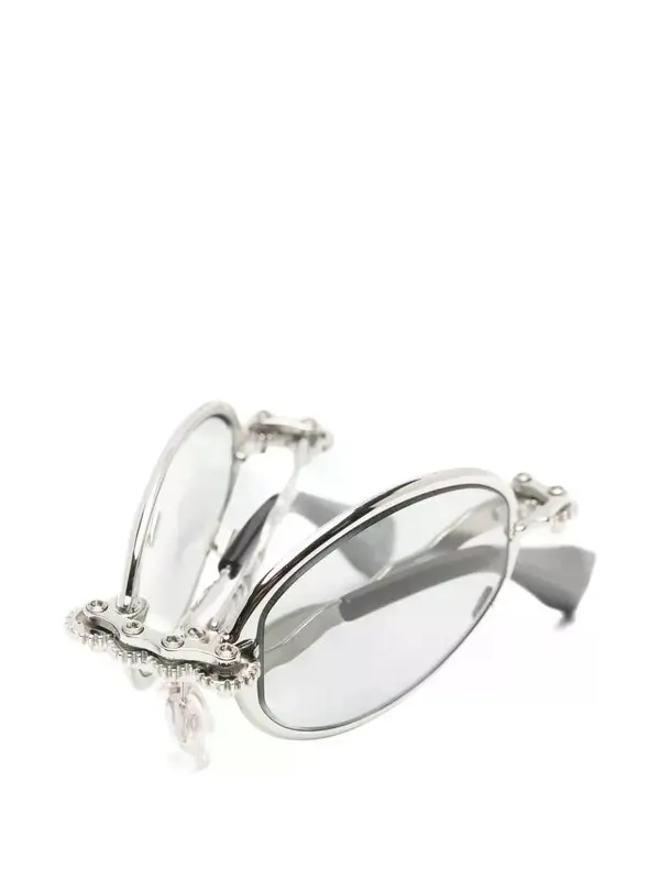 KUBORAUM Hammered-effect Oval-frame Sunglasses