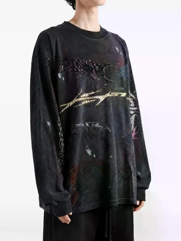 HELLSTAR Crystal-embellished Long-sleeve T-shirt