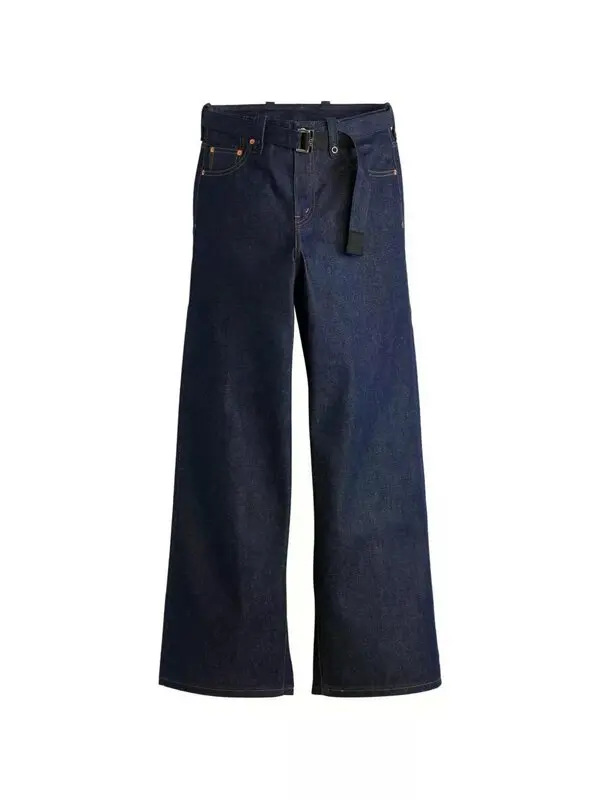 Sacai X Levi's Belted Wide-leg Jeans - Blue