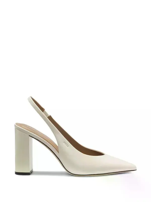 BOSS Heeled Leather Pumps With Slingback Strap - Neutrals