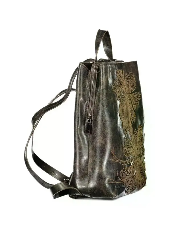 Desigual Floral-embroidered Distressed-effect Backpack