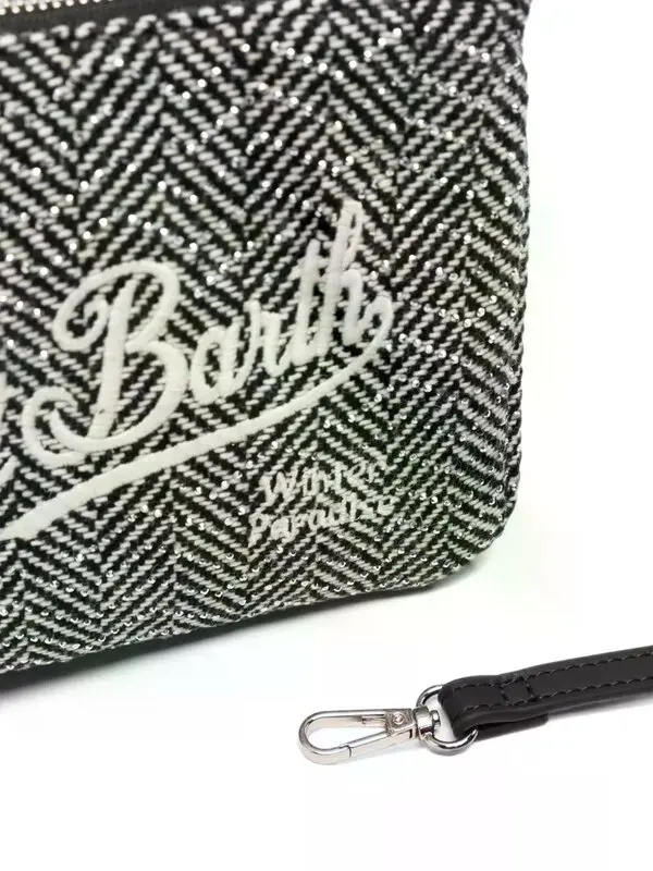 MC2 SAINT BARTH Mini Parisienne Herringbone Strass-embellished Clutch Bag