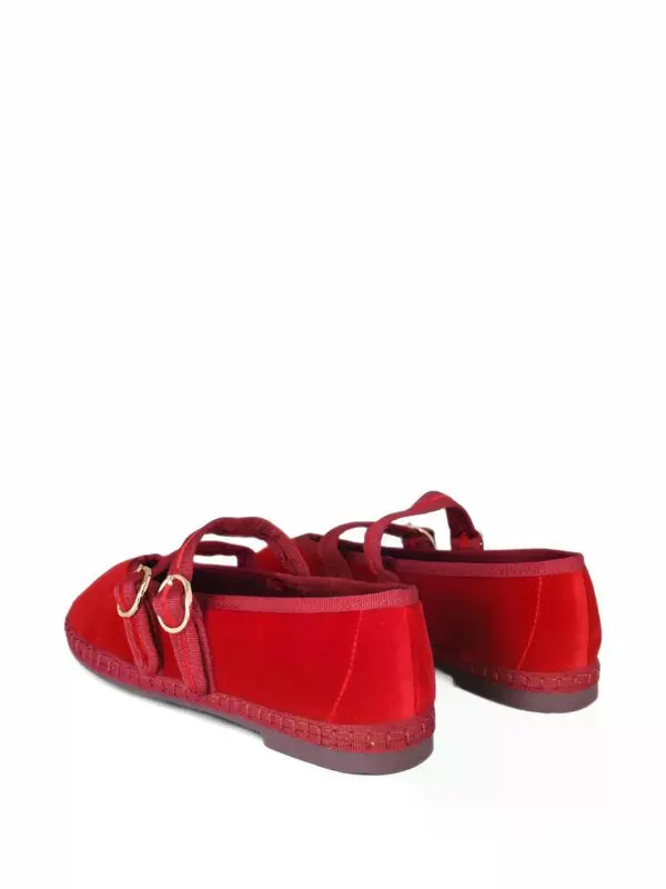FLABELUS Claire Velvet Double-strap Ballet Flats