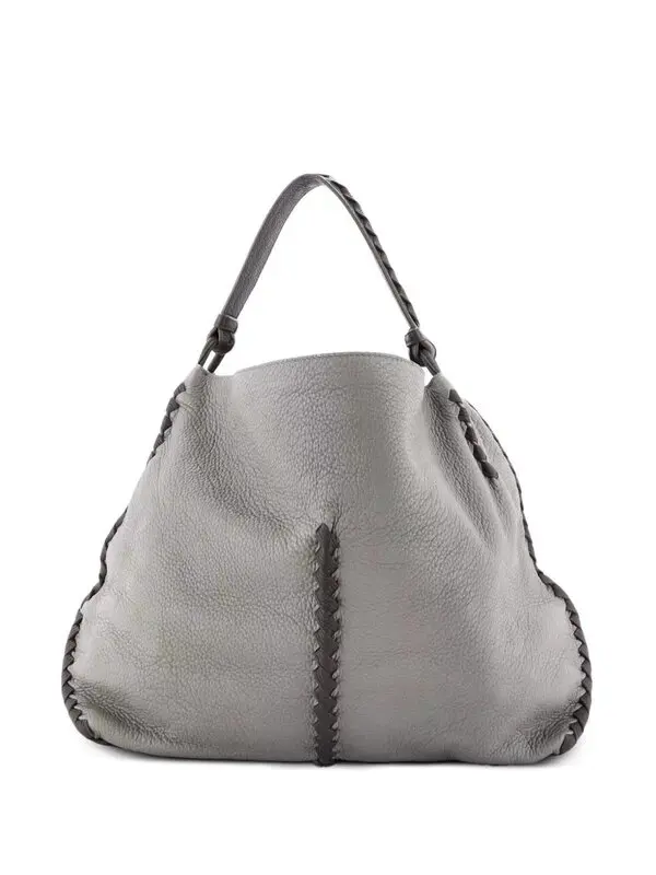 Bottega Veneta Open Cervo With Intrecciato Detail Medium Hobo Bag - Grey