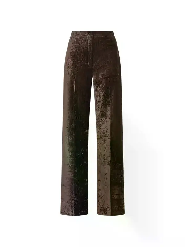Seventy Crushed-velvet Wide-leg Trousers - Brown