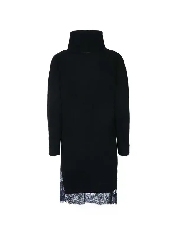 ERMANNO FIRENZE Lace-trim Roll-neck Midi Dress