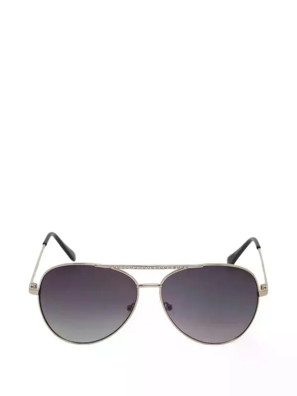 Guess Crystal-embellished Pilot-frame Sunglasses - Silver