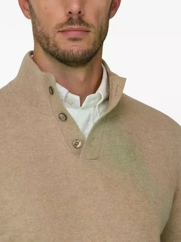 Boggi Milano Roll-neck Jumper Buttons In Wool Cashmere