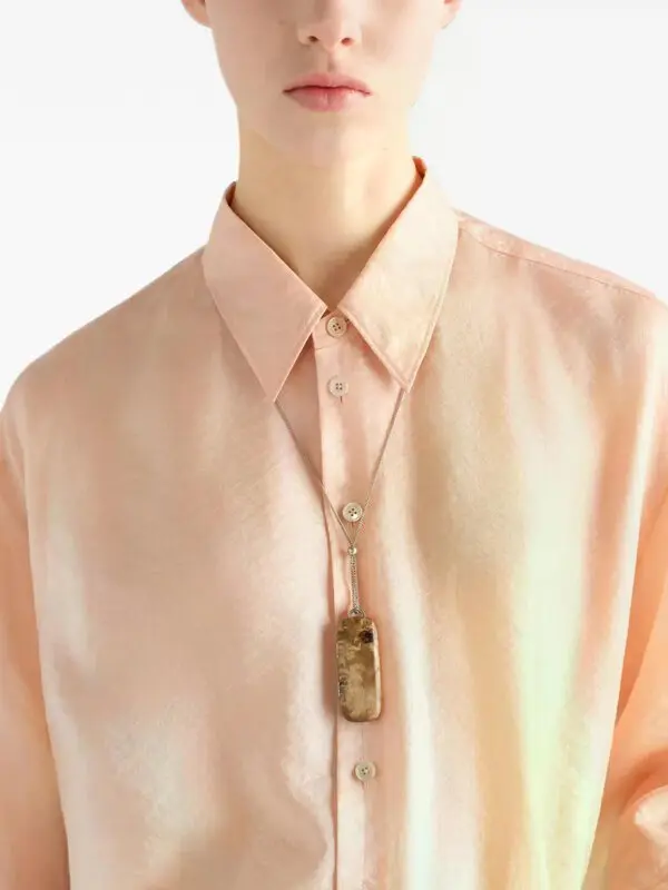 LEMAIRE Wood Burl Mirror Pendant Necklace