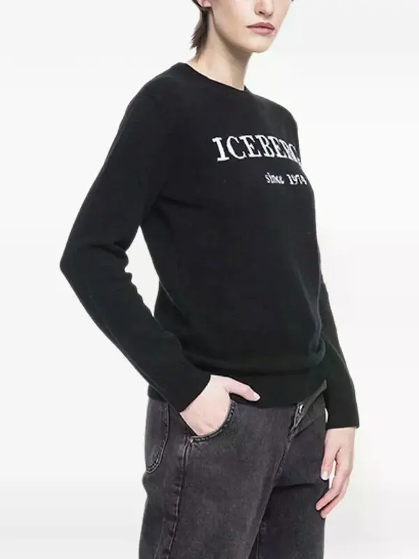 Iceberg Logo-intarsia Crew-neck Sweater