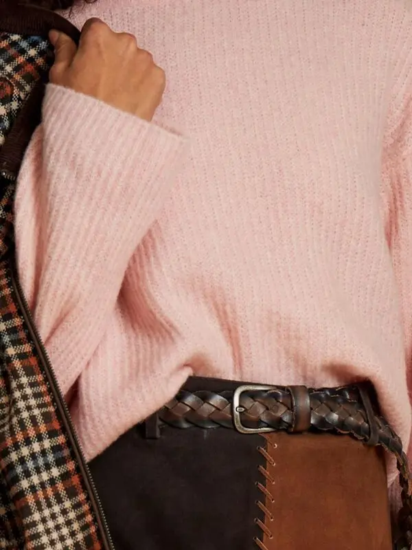 LA MARTINA Relaxed Fit Wool Blend Crewneck Sweater With Dropped Shoulders