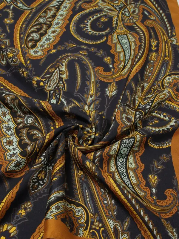 Etro Square Scarf In Pure Silk With Paisley Print And Straight Hem