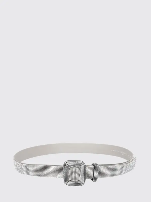 Benedetta Bruzziches Satin Belt With Crystal Jewel Buckle - Silver