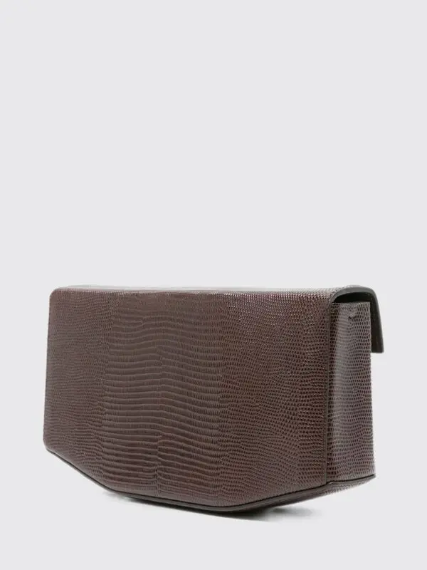 TOTEME Lizard-effect Leather Clutch With Removable Strap - Brown