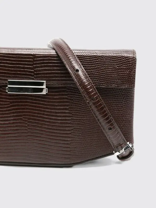TOTEME Lizard-effect Leather Clutch With Removable Strap - Brown