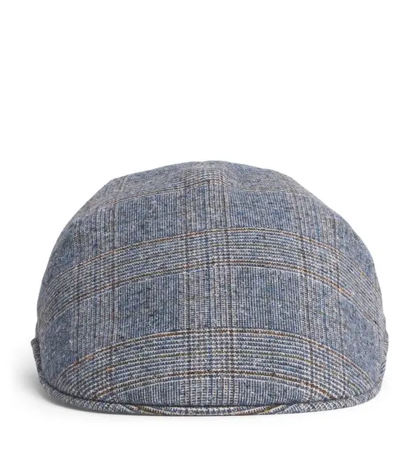 Borsalino Prince Of Wales Check Parigi Duckbill Flat Cap - Blue