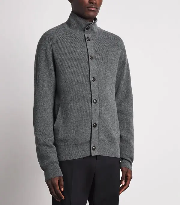 Pal Zileri Wool-silk-cashmere High-neck Cardigan