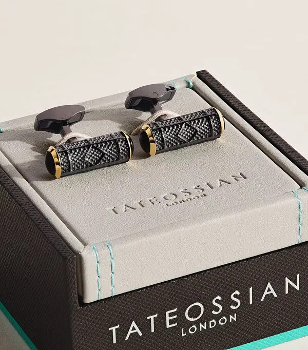 Tateossian Onyx Barrel Cufflinks