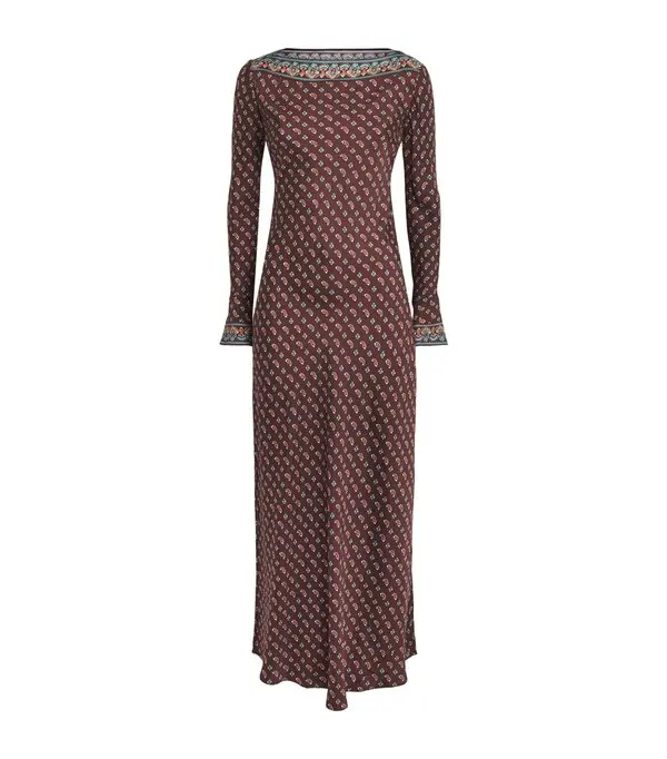 DÔEN Silk-blend Paisley Davina Midi Dress - Grey