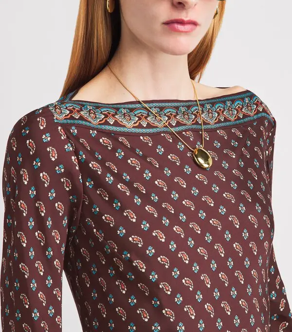 DÔEN Silk-blend Paisley Davina Midi Dress
