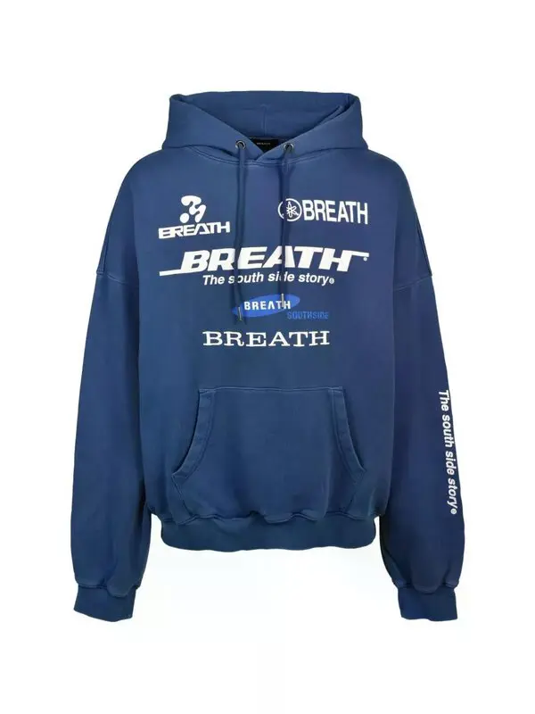 BREATH Company Graphic-print Hoodie - Blue