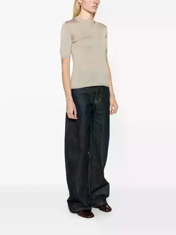 Max Mara Stockinette-stitched Cashmere And Silk Sweater Stone