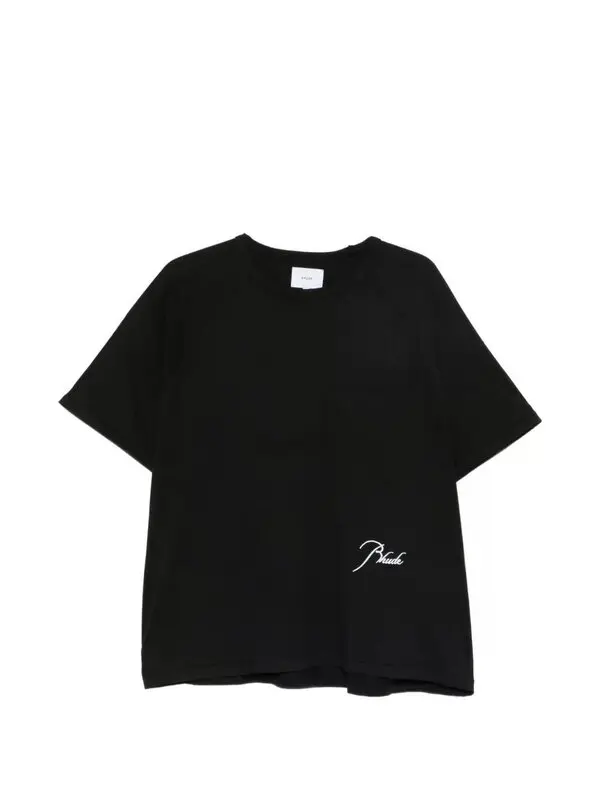 Rhude Logo-embroidered Raglan-sleeve T-shirt - Black