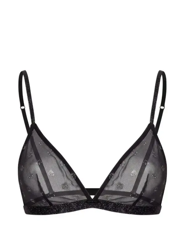 Emporio Armani Logo-appliqué Glitter-trim Bra - Black