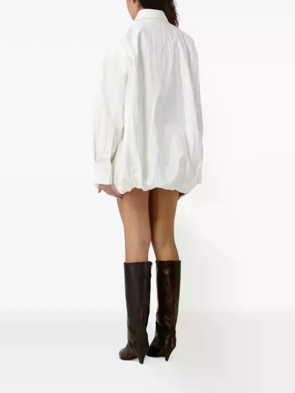ELEH Belted Balloon-hem Mini Shirt Dress