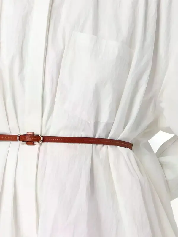 ELEH Belted Balloon-hem Mini Shirt Dress