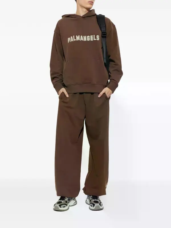 Palm Angels Logo-print Hoodie - Brown