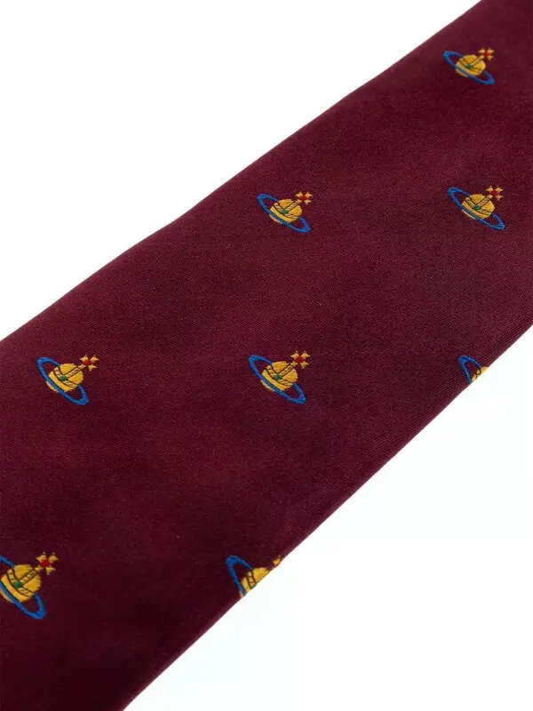 VIVIENNE WESTWOOD Orb-embroidered Silk Tie