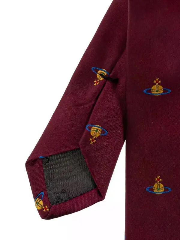 VIVIENNE WESTWOOD Orb-embroidered Silk Tie