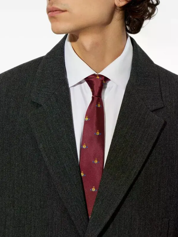 VIVIENNE WESTWOOD Orb-embroidered Silk Tie