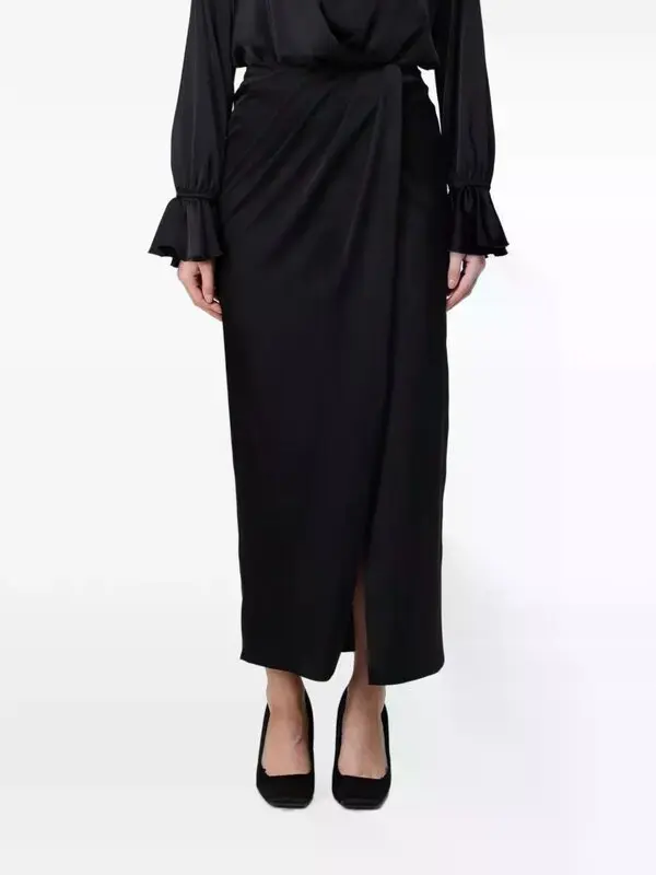 HANITA Draped Wrap-style Maxi Skirt - Black