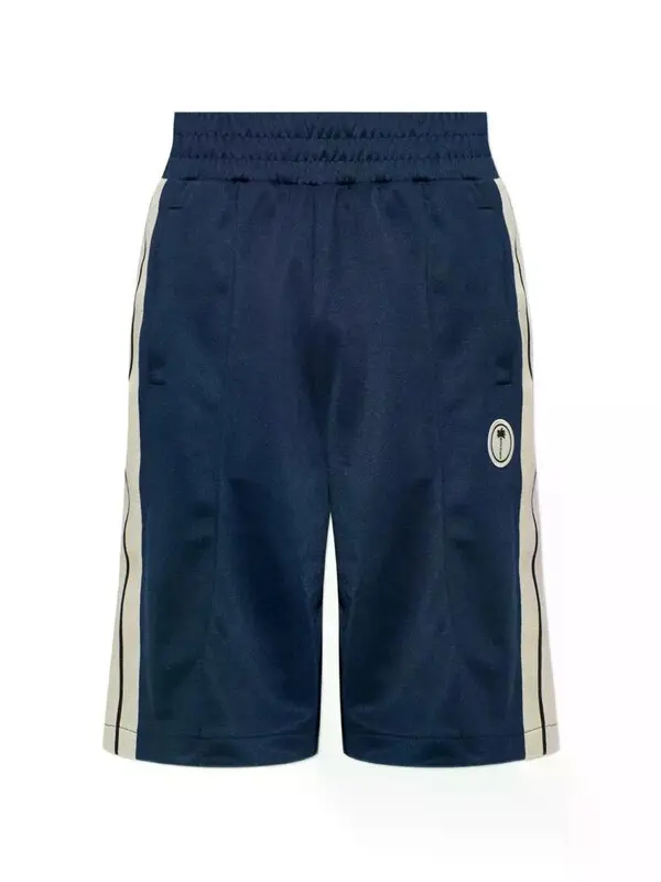 Palm Angels Side-stripe Logo-patch Shorts - Blue