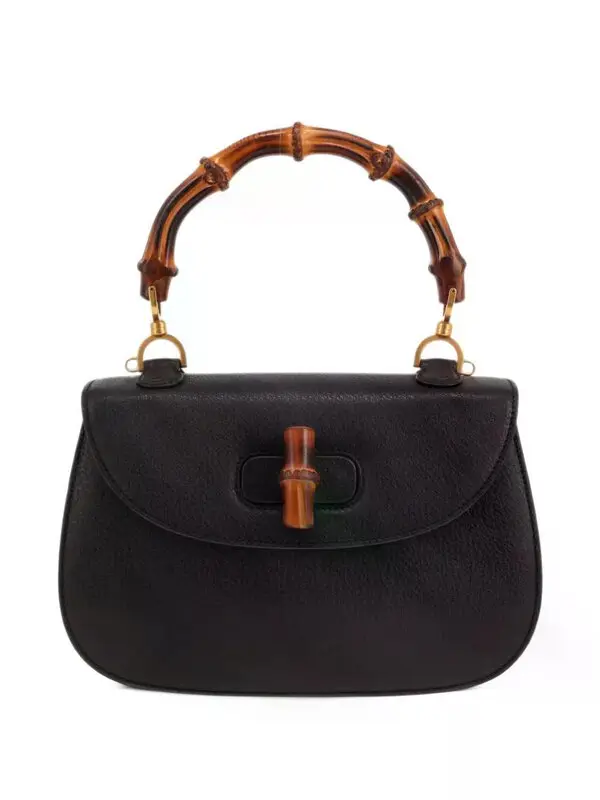 Gucci 1980's 1947 Bamboo Tote Bag - Black