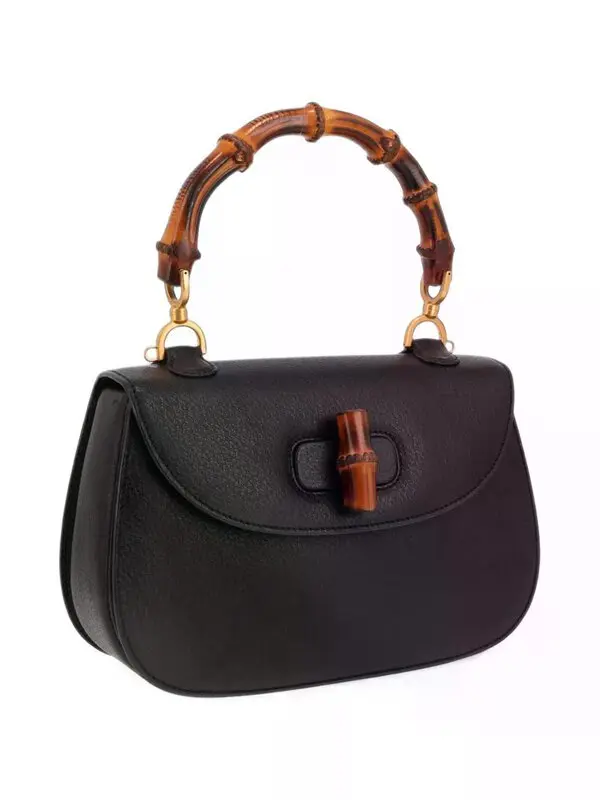 Gucci 1980's 1947 Bamboo Tote Bag - Black