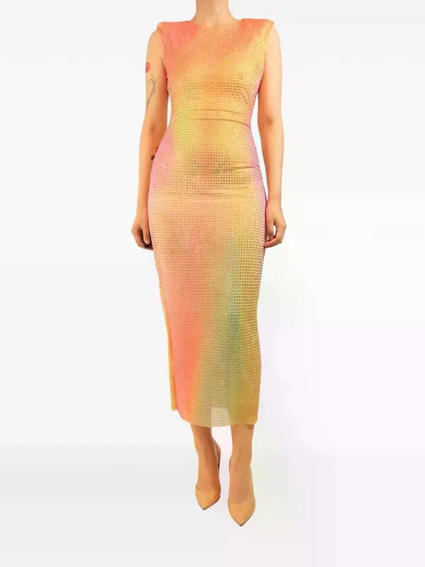 SELF-PORTRAIT Rhinestone-embellished Midi Dress