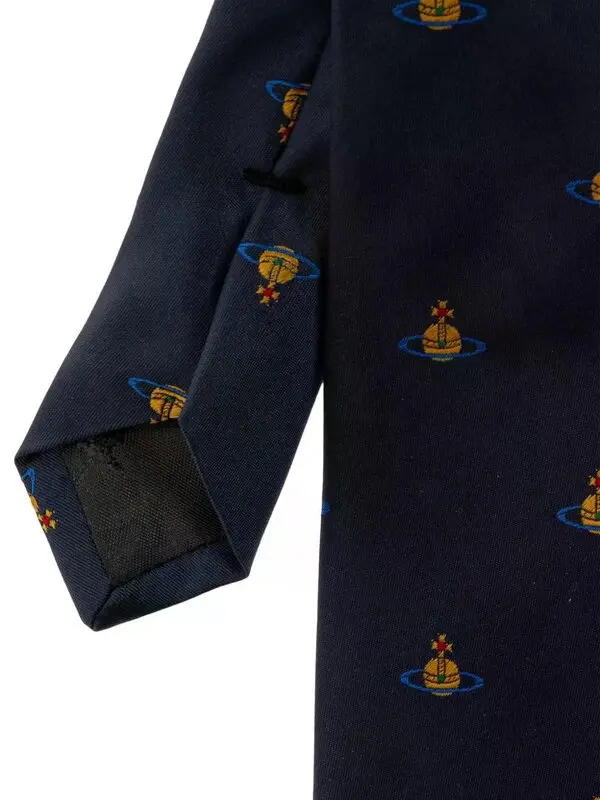 VIVIENNE WESTWOOD Orb-embroidered Silk Tie