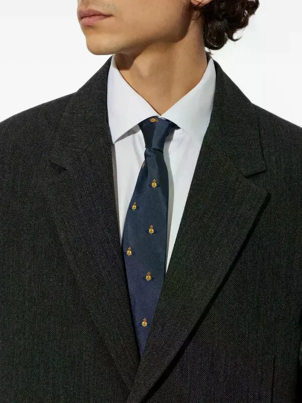 VIVIENNE WESTWOOD Orb-embroidered Silk Tie