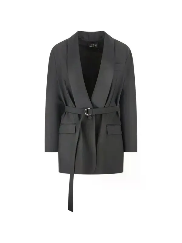 GIOVANNI BEDIN Belted Shawl-lapel Jacket - Grey