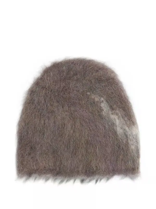 AND WANDER Brushed-finish Logo-patch Beanie Hat - Brown