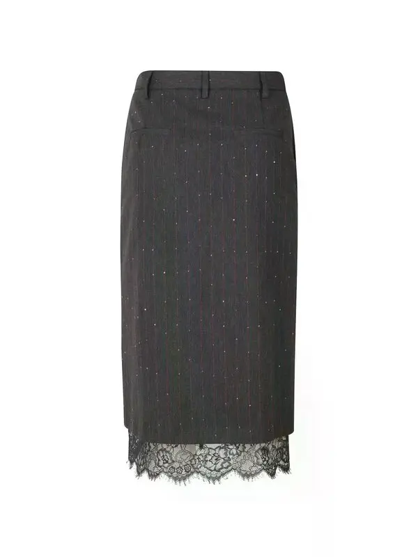 ERMANNO FIRENZE Pinstripe Sequin-embellished Midi Skirt