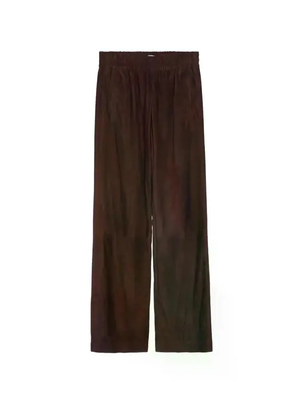 JACOB COHЁN Marianne Elasticated-waistband Suede Straight Trousers - Brown