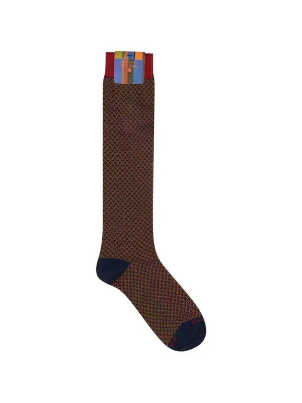 GALLO Geometric-patterned Knee-high Socks - Brown
