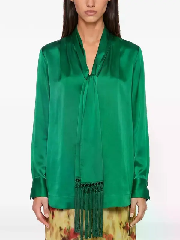 FORTE_FORTE Fringe-trim Silk Blouse