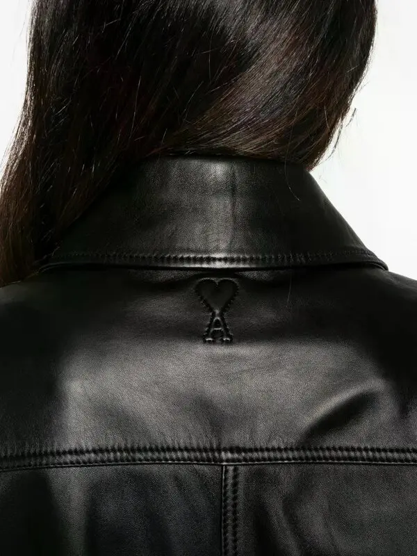 AMI Paris De Coeur Leather Jacket