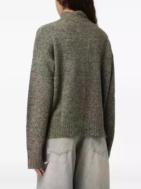ELEH Sequin-embellished Quarter-zip Sweater